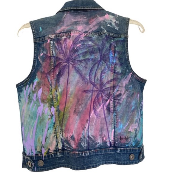 Tops | Custom Vintage Denim Vest Signed By Artist | Poshmark